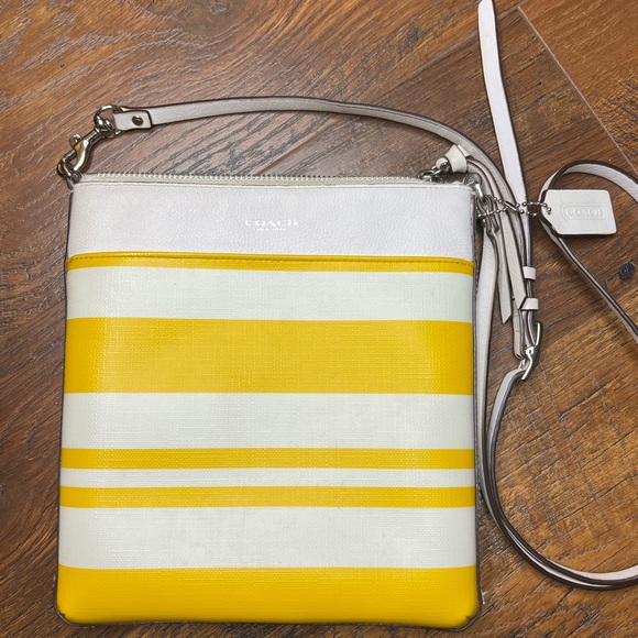 Coach | Bags | Coach Yellow And White Stripe Bag | Poshmark